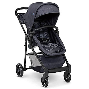 GAP babyGap 2-in-1 Carriage Stroller - Car Seat Compatible - Easy One-Handed Fold - Lightweight Stoller with Oversized Canopy & Reclining Seat - Made with Sustainable Materials, Black Camo