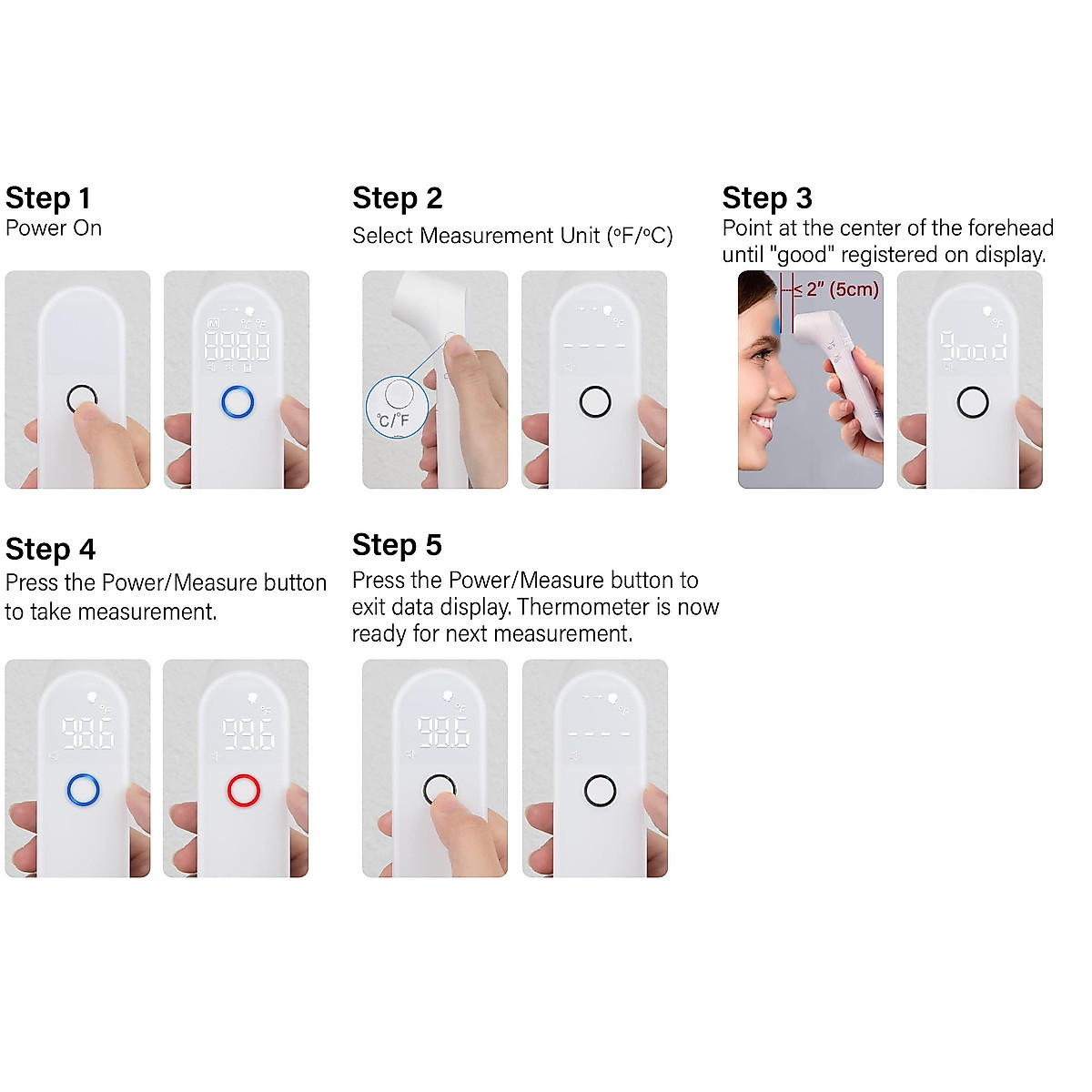 Newly Released Innovo Medical Touchless Forehead Thermometer, Non-Contact Fever Alert, Termometro Digital (Snow White), (iF100B)