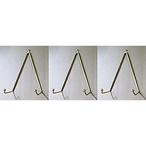 Brass Set of 3 Plate Hangers, Displays Plates on Wall Size 8" to 11" in Diameter