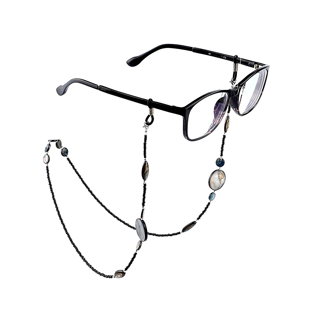 TOODOO 2 Pieces Glasses Chain for Women Beaded Eyeglass Straps Lanyards Sunglasses Holder Chain with 4 Pieces Silicone Loop (Color Set 1)