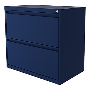 Hirsh 30" W 2 Drawer Metal Lateral File Cabinet Set Navy with Front to Back Rails, Fully Assembled