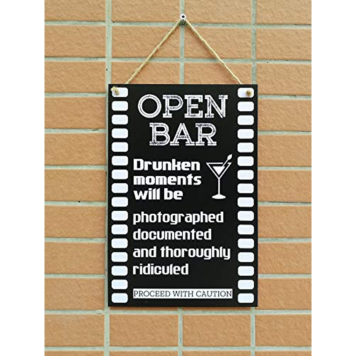 CARISPIBET Open Bar | Home Decoration Sign Kitchen Decorative Party Signs 12" x 8"