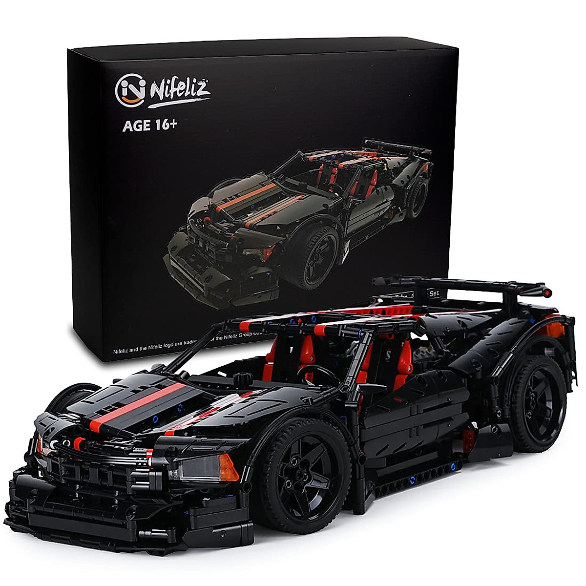 Nifeliz Sports Car X19 MOC Technique Building Blocks and Engineering Toy, Adult Collectible Model Cars Kits to Build, 1:9 Scale Race Car Model (1814 Pieces)