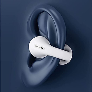 LIHONK Wireless Ear Clip Bone Conduction Headphones, Mini Bone Conduction Headphones, Open Ear Headphones Wireless Bluetooth for Running Sports (Color : White)