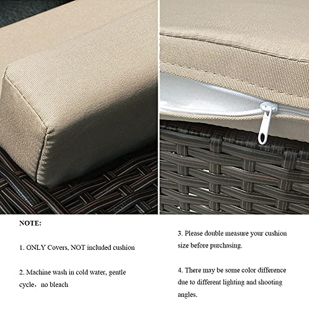 TECOSARA Patio Cushion Covers for 5 Pcs Patio Furniture Sets, 10 Covers Outdoor Cushion Covers for Seat and Back, Water Repellent Outside Cushion Covers Taupe