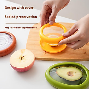 4 Pcs Set Silicone Fruit and Vegetable Storage Container Box for Fridge,Keep Fresh Fruit and Vegetable Anti-oxidation Storage Box for Veggie,Onion,Garlic,Lemon,Tomato,Potato,Avocado for Refrigerator