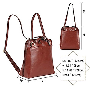 Banuce Fashion Italian Leather Convertible Backpack Purse for Women Small Shoulder Bag for 9.7 Inch iPad School Daypack Brown