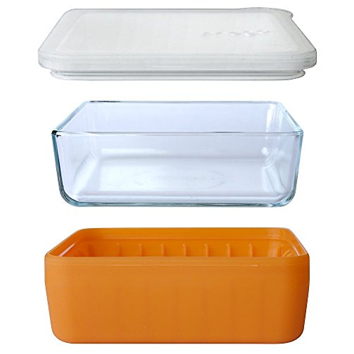 Frego Award-Winning Plastic-Free Glass and Silicone Food Container | 4 Cups | Orange