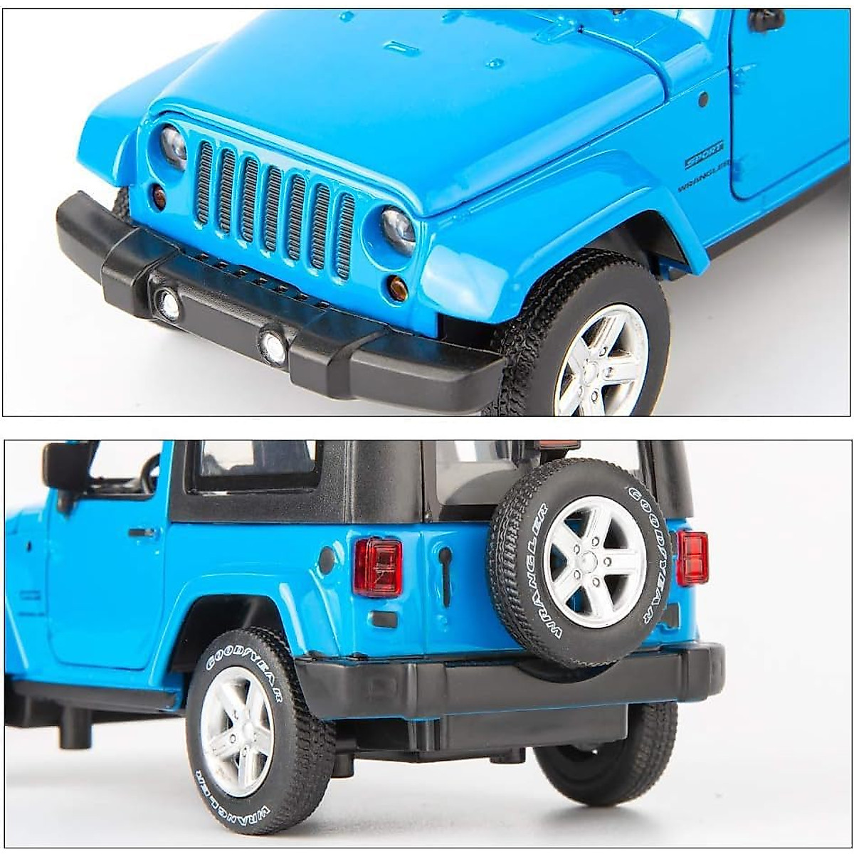 TGRCM-CZ Diecast Model Cars Toy Cars, Wrangler Rubicon1:32 Scale Alloy Pull Back Toy Car with Sound and Light Toy for Girls and Boys Kids Toys (Blue)