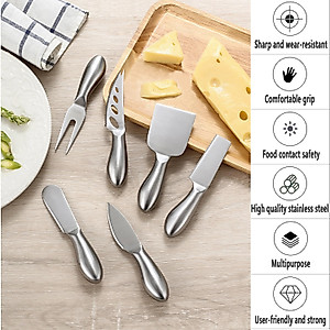 DBZQSCW 6-Piece Cheese Knife Set, Premium Stainless Steel Cheese Knives with Gift Box, Cheese and Charcuterie Board Collection matching tools(6pcs)