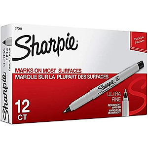 Sharpie 37001 Permanent Markers H7MS4 , Ultra Fine Point, Black, 24 Count