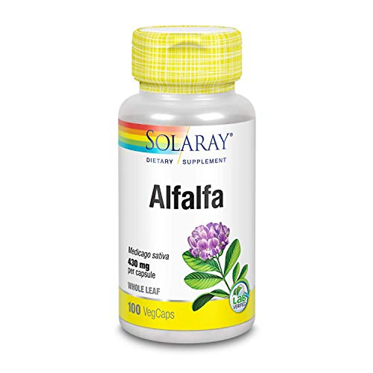 Solaray Alfalfa Leaf 430mg | Vitamin-Rich Superfood w/Fiber & Chlorophyll | Supports Healthy Blood, Kidneys & Digestion | 100ct