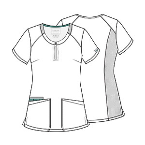 Cherokee Women Scrubs Top Workwear Revolution Round Neck Plus Size WW602, 5XL, Black