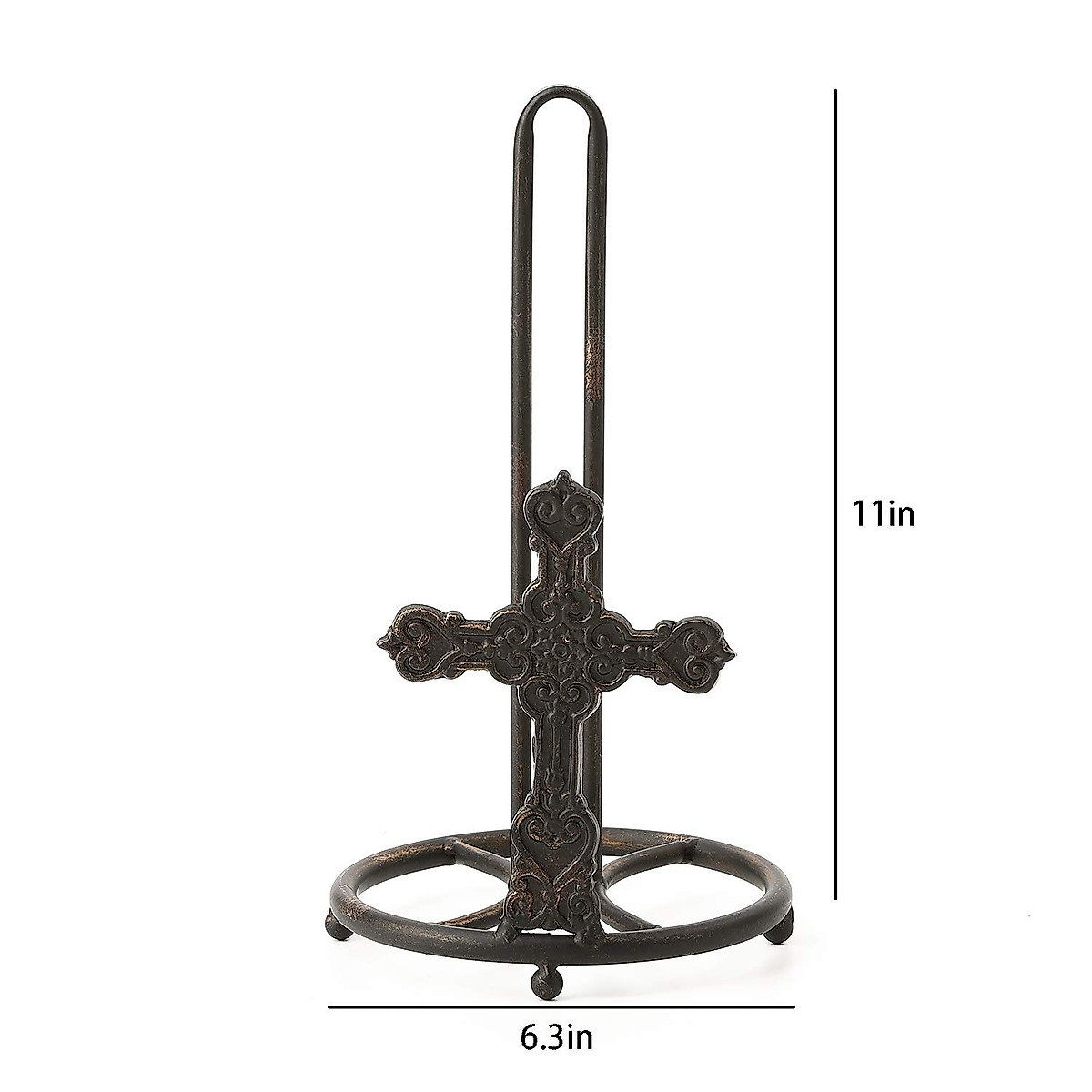 Jemeni Metal Paper Towel Holder Tabletop for Kitchen Bathroom, Cross Accent, Bronze