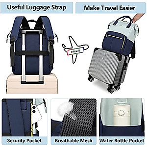 FOCDOD Laptop Backpack Women Work Bag - 15.6 inch with Laptop Compartment Waterproof Professional Travel Backpack Purse with USB Charger for College Teacher Nurse Business Women