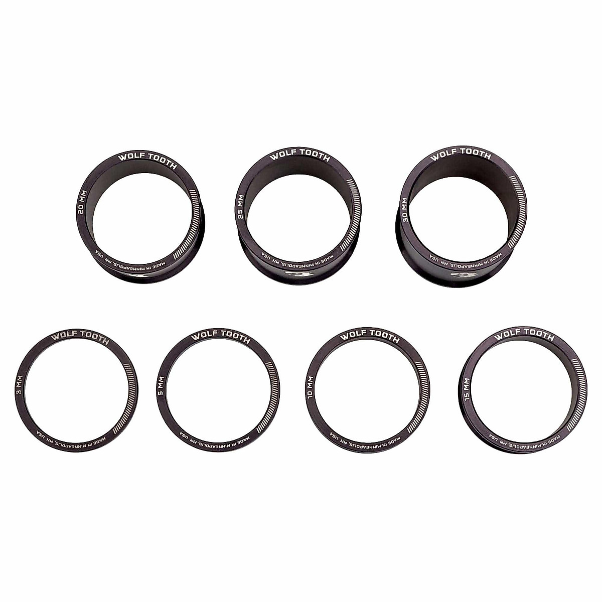 Wolf Tooth Spacer Kit 3, 5,10, 15mm, Black