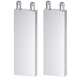DIYhz Aluminum Water Cooling Block, Liquid Water Cooler Heat Sink System for PC Computer CPU Graphics Radiator Heatsink Endothermic Head Silver 2pcs(40mm x 120mm x 12mm)