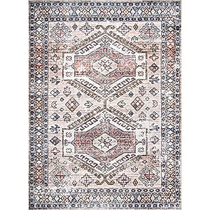 nuLOOM Mae Tribal Motif Machine Washable Area Rug, 8' x 10', Peach
