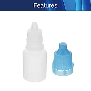 Aicosineg 10Pcs 0.17oz Lab Dropping Bottles PE Plastic Bottles Lab Eye Dropper Bottles Squeezable Eye Liquid Drop Bottle Small Mouth Drop Bottles Sample Seal Storage Bottles with Blue Cap for Travel