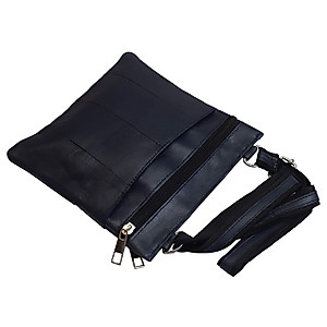 MARSHAL Ladies Genuine Leather Multi-Pocket Shoulder Bag Purse for Womens Colors!!! (Blue)