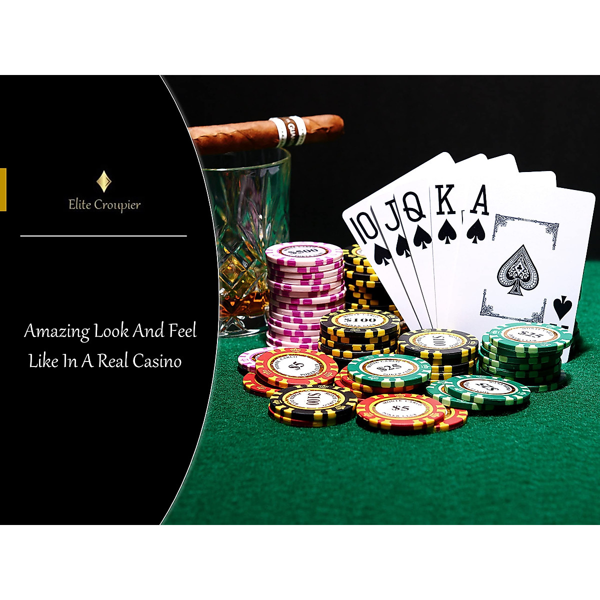 Deluxe 300 Poker Chips Set - Poker Set 300 Chips, Shock Resistant Case, 2 Tones Monte Carlo Poker Chips (14g Clay Poker Chips with Denominations, Casino Chips) 100% PVC Cards, Cut Cards, Blackjack Set