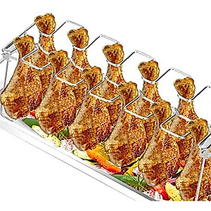 Chicken Leg Wing Grill Rack 12 Slots - Stainless Steel Metal Roaster Stand - for Smoker Grill or Oven - Dishwasher Safe