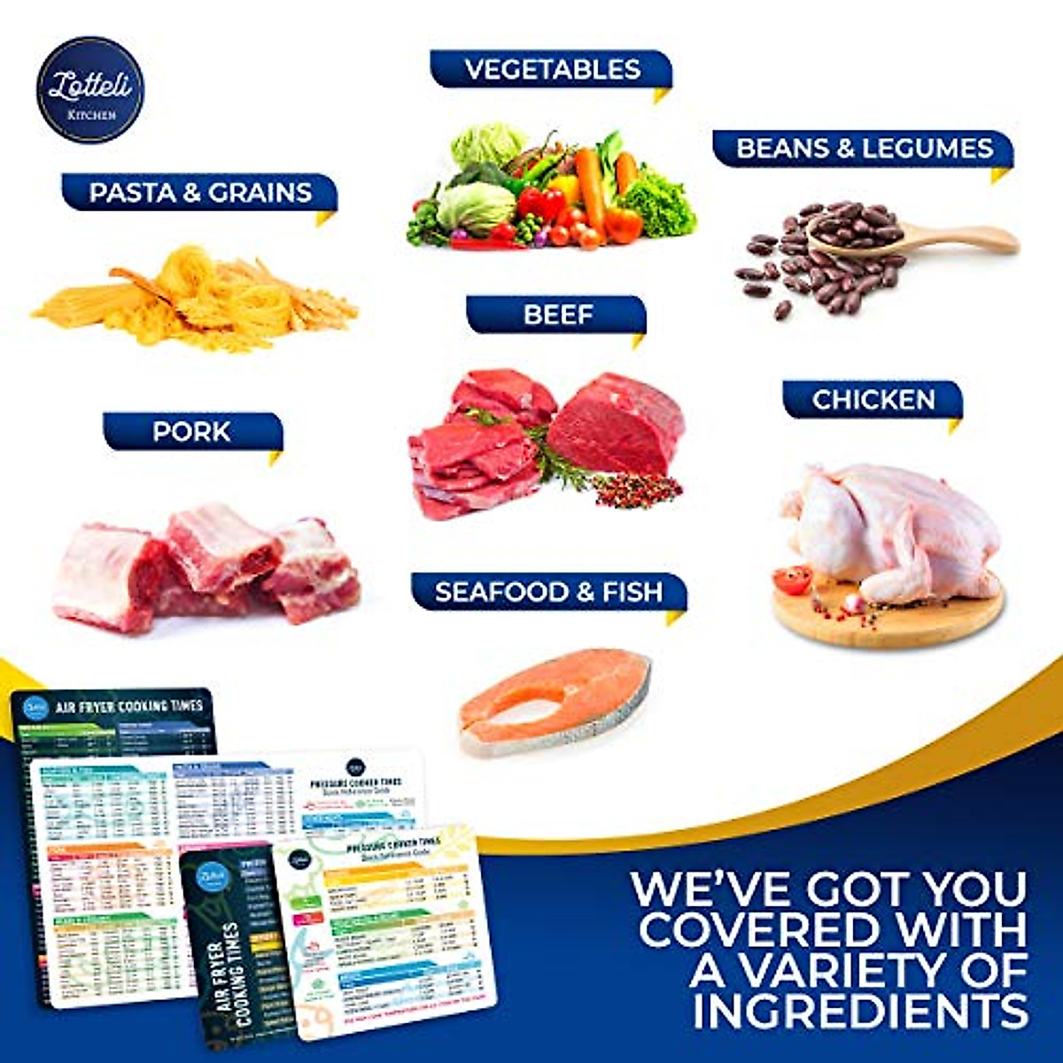 Air Fryer & Pressure Cooker Magnetic Cheat Sheet Set, Air Fryer Accessories Cook Times, Instapot Accessory Magnet Sheet Quick Reference Guide for Cooking and Frying (Bundle)