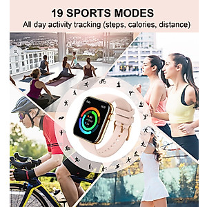 INNOFOVO Smart Watches for Women (Answer/Make Calls), 1.85" Smart Watch for Android iOS Phones Waterproof Smartwatch Fitness Tracker with Heart Rate Sleep Monitor Pedometer Fitness Watch, Gold