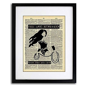 Independent Woman Power And Strength | Stronger Than You Believe - | Stronger Than You Believe Inspirational Quote Art - Authentic Upcycled Dictionary Art Print - Home or Office Decor (D246)