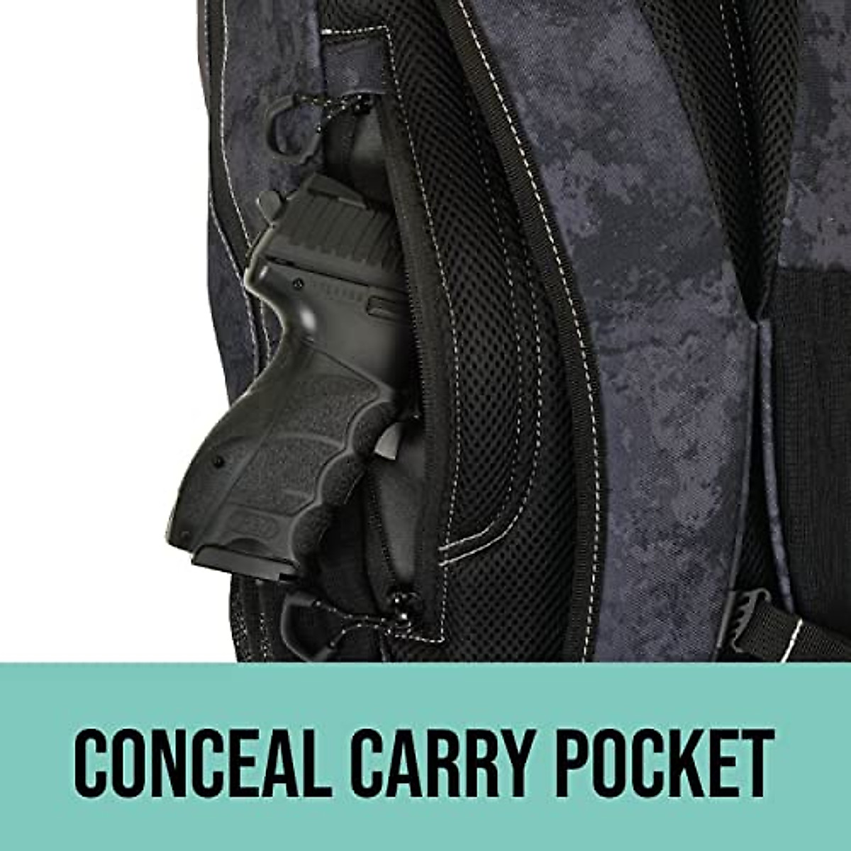 Allen Company Girls with Guns Midnight Deluxe Backpack with Lockable Concealed Carry, Design for Women, Padded Laptop Sleeve, 760 CU in / 12.5 L, Black/Shade Blackout Camo