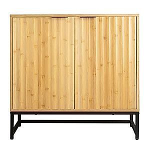 Trnnozu Bamboo 2 Door Cabinet, Buffet Sideboard Storage Cabinet, Buffet Server Console Table, Coffee Bar Accent Cabinets for Dining Room, Living Room, Kitchen, Hallway
