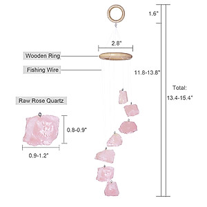 Cozy Tower Unique Rose Quartz Wind Chimes for Women Pink Crystal Hanging Ornaments Indoor Home and Garden Decor Housewarming Gift
