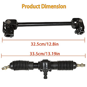 WFLNHB Steering Wheel Steel Kit Gear Rack Pinion Adjustable Shaft Set Replacement for 110cc Go Kart