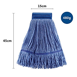 (3 Pack) Mop Head Replacement, Mop Heads Commercial,Blue Cotton Looped End String, Wet Industrial Cleaning Vintage Mop Head Replacements Refill, Swinger Loop Mop, for Heavy Duty Rubbermaid Mop Heads