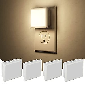 JandCase Night Lights Plug into Wall[4 Pack],Plug in Night Light with Auto Light Sensor,3000K Warm White,Bathroom NightLight for Adults,Hallway,Kitchen
