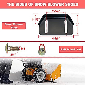 YiaChuii Snow Blower Skid Plate Shoes for MTD OEM-784-5580, 2 PCS Black Height Adjust Skid Shoe with Mounting Hardware Replace for 784-5580-0637 Snow Thrower, Stens 780-420(Black)