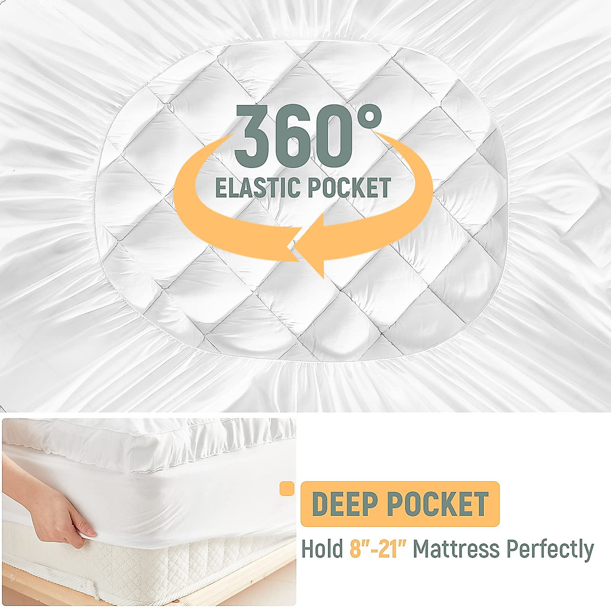 Minoroty Extra Thick Mattress Topper Twin Size, Down Alternative Fill Plush Mattress Pad Cover Topper, Cooling Pillow Top with 8-21Inch Deep Pocket, White