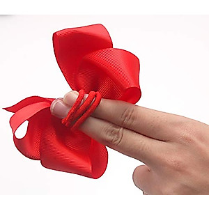 40Pcs 4.5 Inches Boutique Pops Hair Bows Elastic Hair Ties Grosgrain Ribbon Big Cheer Bow Ponytail Holder Rubber Hair Bands for Girls Toddlers Kids Teens In Pairs