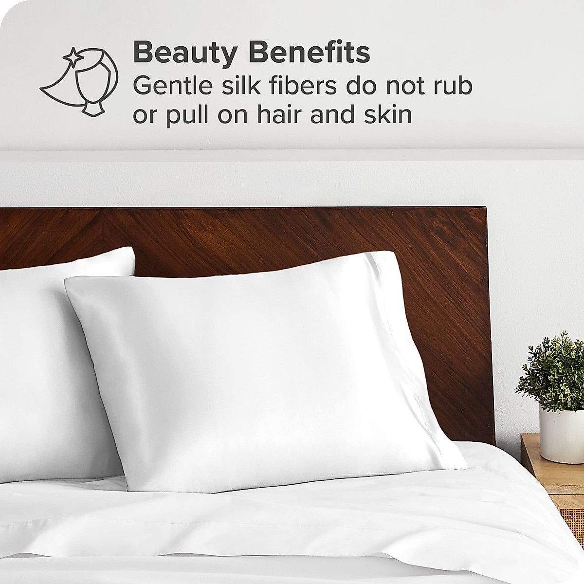 Bare Home 100% Mulberry Silk Pillowcase for Hair and Skin - Ultra Premium 6A Grade 22 Momme Silk Pillow Case - Hidden Zipper - Breathable Cooling Pillow Cover (Standard, White)