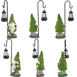 HDNICEZM Flocked Garden Gnome Statue, Large Outdoor Gnome with Solar Lights, Funny Garden Figurines for Outdoor Home Yard Decor (15.8 Inch Tall)