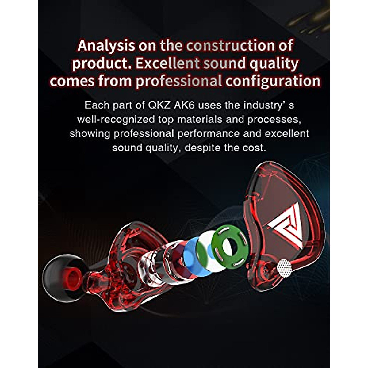 AMZTAN 3.5mm Wired Headphones in-Ear Sports Headset Music Earphones in-line Control with Mic Noise Cancelling Headsets for Gym Running Workout (Green)