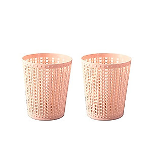 HOIRIX 2Pack Mini Wastebasket Round Plastic Small Desktop Trash Can Garbage Bin for Bathrooms,Kitchens, Home Offices (Color : Pink, Size : 2Pack)
