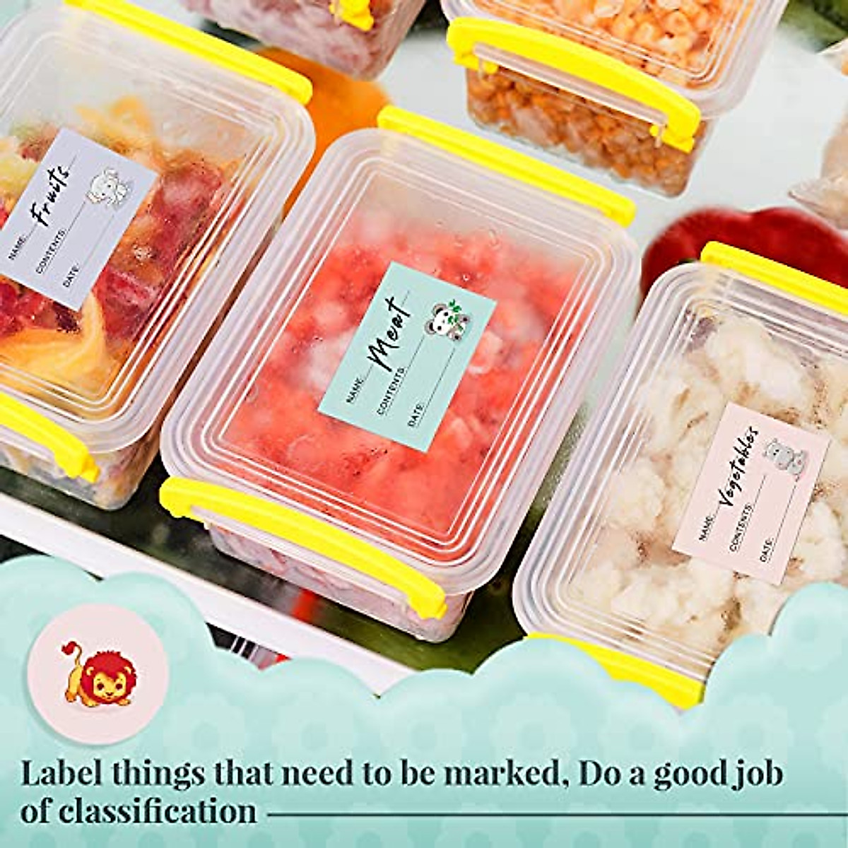 600 Pieces Baby Bottle Labels for Daycare Removable Writable Animal Labels Self-Laminating Water and Oil Resistant Name Labels for Baby Food, Bottles, Daycare (Light Colors)