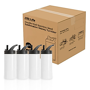 PYD Life Sublimation Sports Kids Water Bottle Blanks 16 OZ White Stainless Steel Bottles Vacuum Flask Tumbler with Sippy Up Lid and Straw for Tumbler Heat Press Sublimation Printing 4 Pack