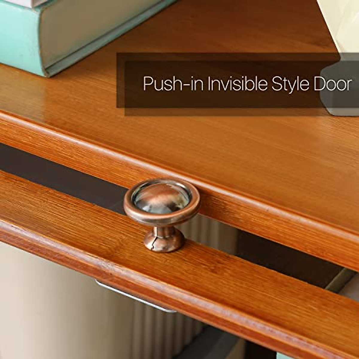 MoNiBloom Bamboo Bookshelf with Acrylic Doors 3 Tier Freestanding Bookcase Storage Stand for Living Room Office Bedroom, Brown