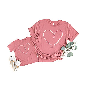 Olive Loves Apple Mommy & Me Matching Mama & Mini Doodle Heart Shirts & Bodysuits for Kids & Adults Mauve Shirt Adult Large