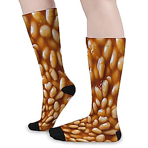 MYSTCOVER Baked Beans Socks for Women Socks for Men Crew Socks for Boys Mid Socks for Girls Stocking Stuffers for Teens Casual Athletic Sport Dress Socks