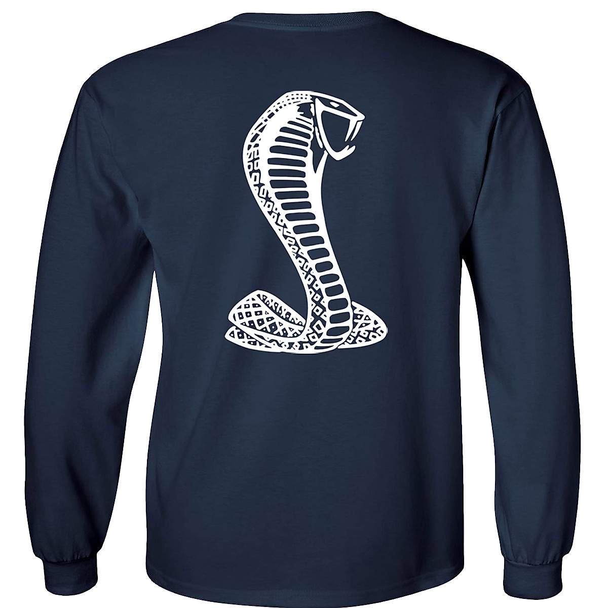 Fair Game Shelby Cobra Ford Long Sleeve Shirt Mustang White Carroll Snake Silhouette Logo-Navy-Medium