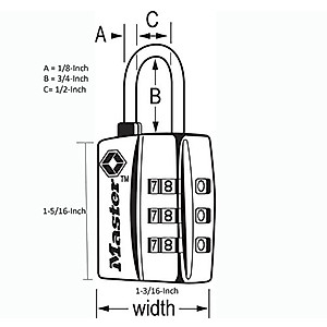 Master Lock 4680DBLK TSA-Approved Luggage Lock, 1-3/16-in. Wide, Black