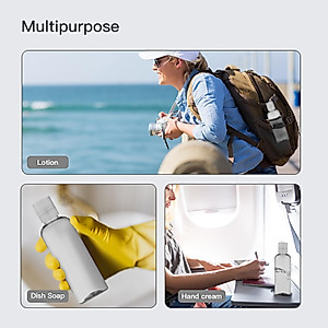 owlyee 3.4 oz Travel Bottles for Toiletries, Empty Travel Size Containers Tsa Approved, 5PCS Small Plastic Shampoo Bottles with Labels (100ml, All Clear)